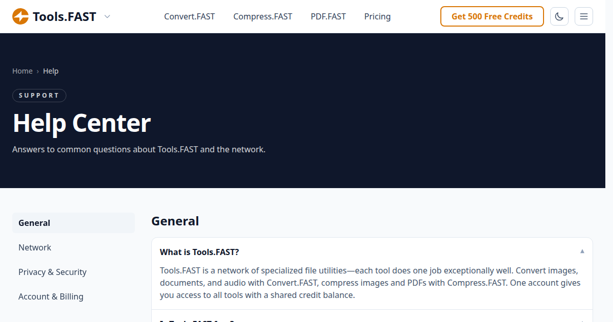 Help Center - Tools.FAST Network FAQ & Troubleshooting